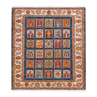 Overton Hand Knotted Wool Vintage Inspired Bohemian Tribal Blue Square ...