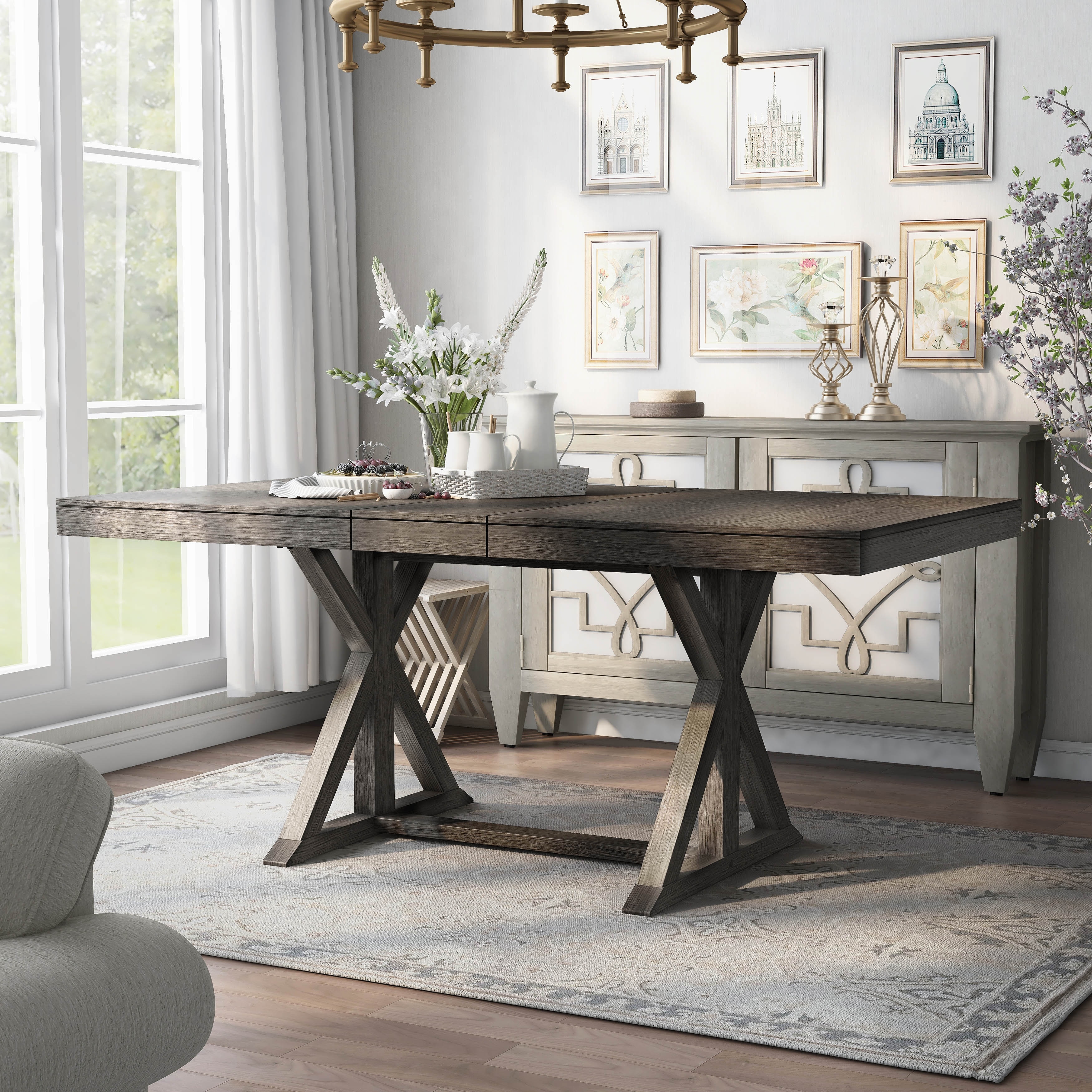 Carbon Loft Valjean Rustic Grey 78 inch Wood Wood Expandable Dining Table