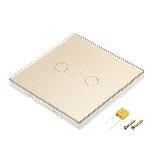 Touch Light Switch 2 Gang 1 Way Glass Panel Gold Tone with LED ...