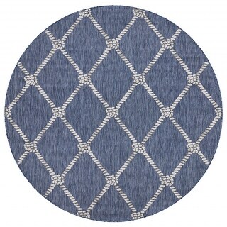 8' Round Navy Knot Indoor Outdoor Area Rug - 6' x 7' - Bed Bath ...