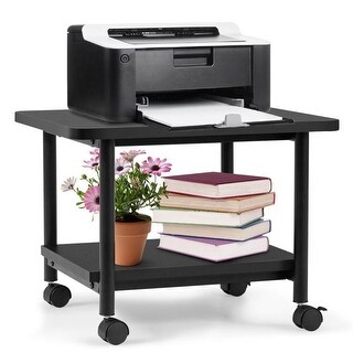 Multipurpose 2-Tiered Mobile Wheeled Printer Cart Stand - 19"D x 16"W x ...