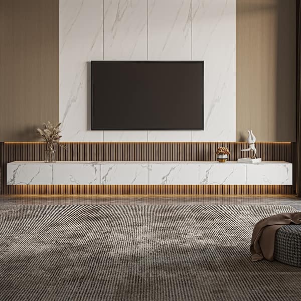 Modern Floating TV Stand, Sintentered Stone Wall-mounted TV Console ...