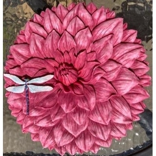 Fuchsia Flower and Dragonfly Decorative Garden Stone - Pink - Bed Bath ...