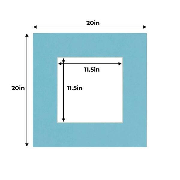 12x12 Mat for 20x20 Frame - Precut Mat Board Acid-Free Aqua Blue 12x12 ...