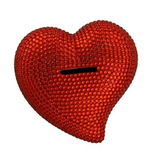 Red Rhinestone Razzle Dazzle Heart Shaped Bling Bank - 2.5 X 5 X 4.75 ...