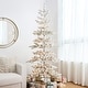 Glitzhome 6ft/7ft/9ft Deluxe Pre-Lit Flocked Slim Fir Artificial Christmas Tree with Warm White ...