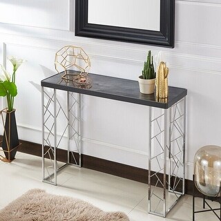 Modern Metal Console Table in Black and Chrome Finish - 54 x 84 - Bed ...