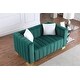 Dark Green Velvet Loveseat Sofa w/ 2 White Pillows & Square Arms - 2 ...