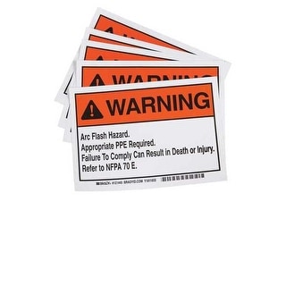Arc Flash Labels, Adhesive, Vinyl, 5" x 7" x 0.004", Black/Orange On ...