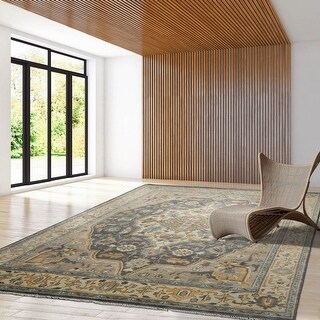 LoomBloom Muted Turkish Oushak Hand Knotted Area Rug Slate Color - Bed ...