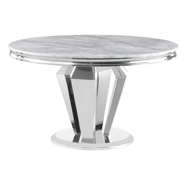 Best Master Furniture Capucine Pedestal Stone Marble Laminated Round ...