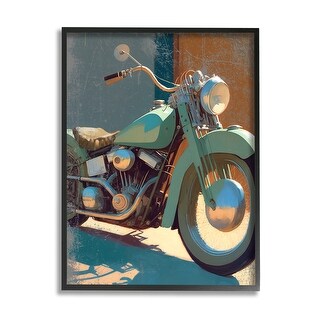 Stupell Rustic Green Motorcycle Framed Giclee Art Design by Enrico ...