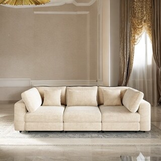 3 Seater Sofa with Removable Back Cushions and 5 Pillows, Spacious ...