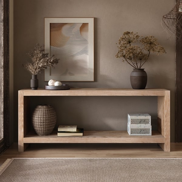 GDFStudio Thalorin Wood Veneer Console Table with Farmhouse Style and 2 ...