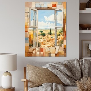 Designart "Cubist Countryside Farm Windows I" Farm Windows Wall Art ...