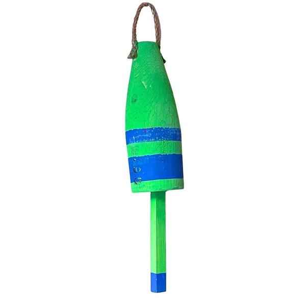 Green and Blue Hand Painted Wooden Fishing Buoy with Jute Rope Hanger ...