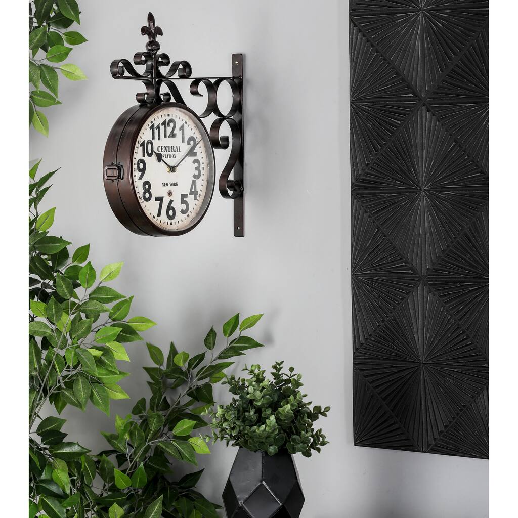 Black Metal Vintage Style Decorative Wall Clock with Scroll Designs ...