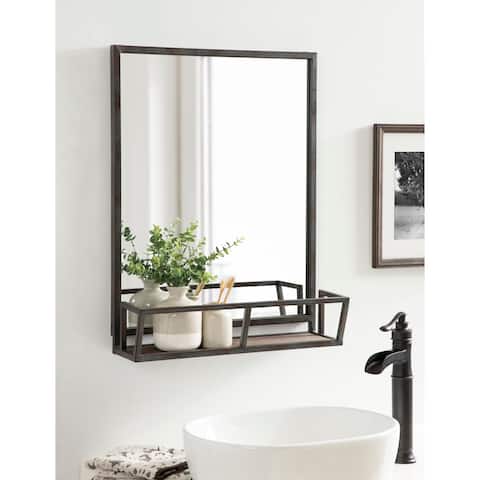 Kate and Laurel Jackson 10 Windowpane Wall Mirror with Shelf - 18x40 ...