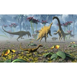 Dinosaurs Running Around An Imaginative Garden. Pictured Are ...
