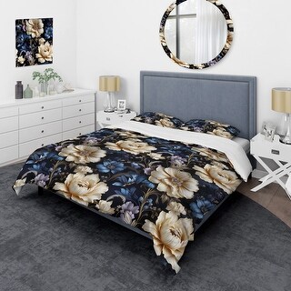 Designart "Victorian Blue And White Damask Grand" Beige Damask bed ...