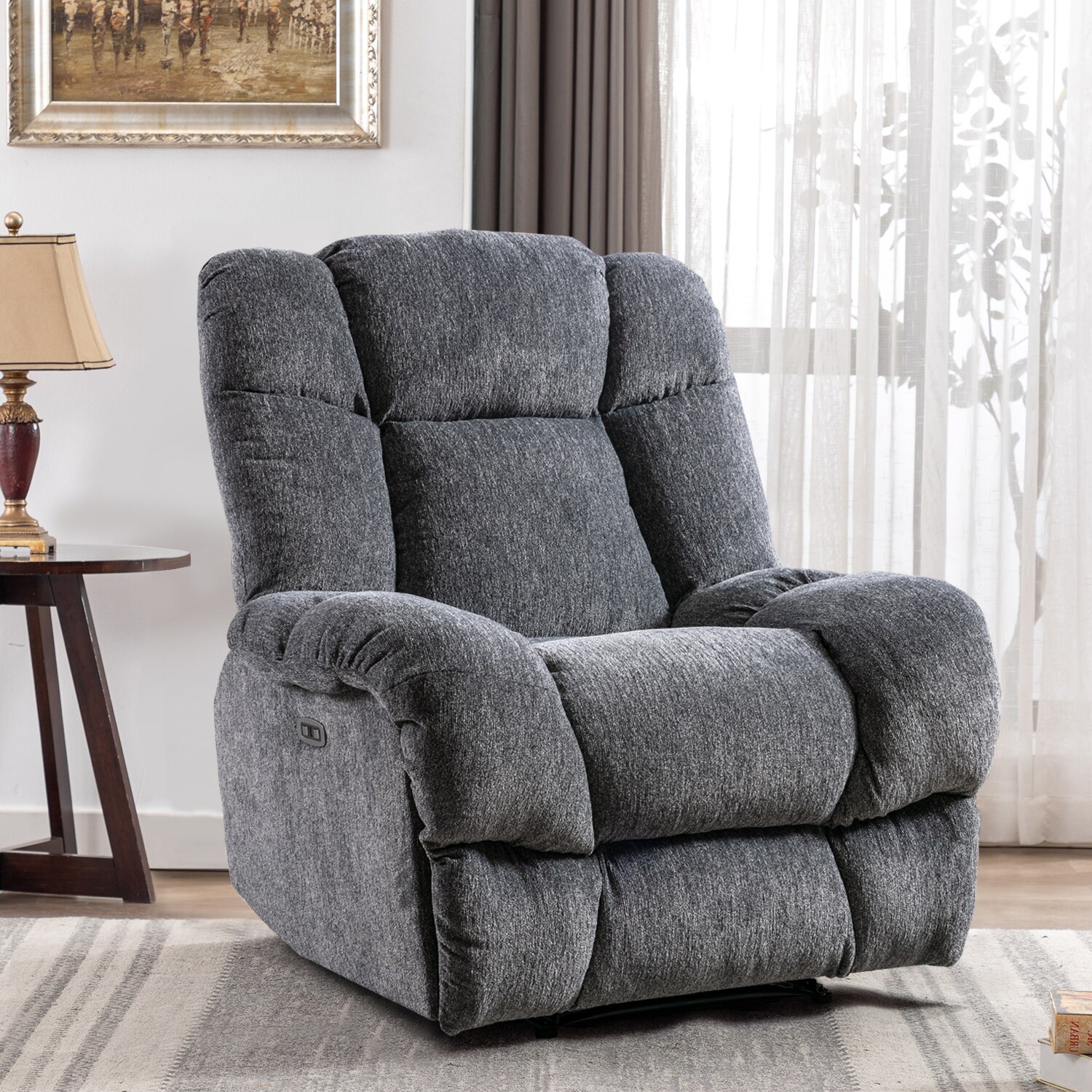 Power Fabric Chenille Handcrafted Recliner Chair - Bed Bath & Beyond ...
