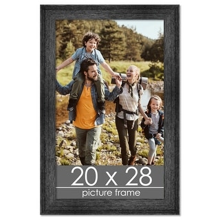 20x28 Distressed/Aged Black Complete Wood Picture Frame with UV Acrylic ...