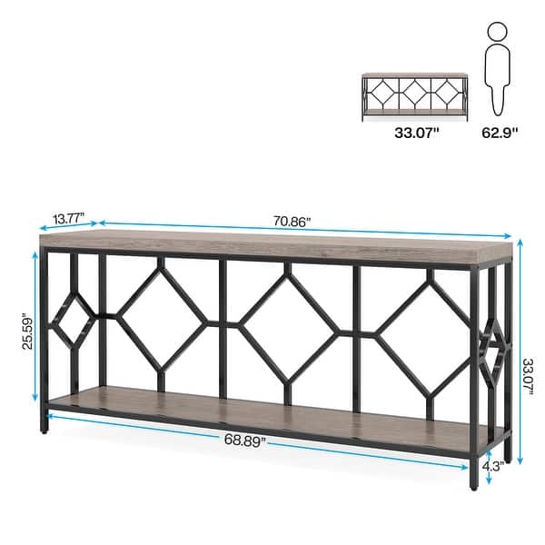 71 Inches Extra Long Console Table Sofa Table with Open Storage Shelf ...