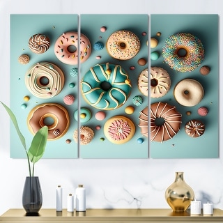 Designart "Colorful Donuts Flatlay V" Food Donuts Canvas Art Print - 3 ...