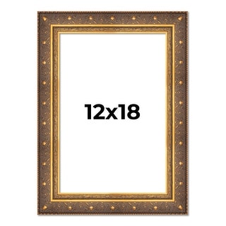 12x18 Frame Vintage Gold Solid Wood Picture Frame | 2.5 Inch Moulding ...