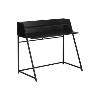 Black Trapezoid-shaped Legs Home Office Computer Desk with Sturdy ...