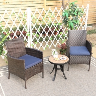 3-Piece Bistro Set, 1 Side Table and 2 Rattan Chairs - Bed Bath ...