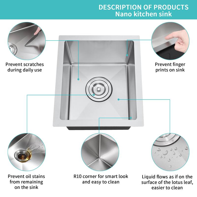Handmade Single Bowl Undermount 304 Stainless Steel Kitchen Sink ...