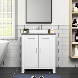 Modern Free-Standing Bathroom Cabinet with 2-Door - White - Bed Bath ...