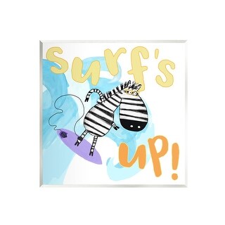 Stupell Surf's Up Zebra Phrase Wall Plaque Art Design by Carla Daly ...