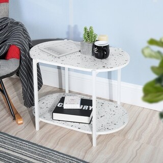 End Table 24" 2-Tiers Oval Small Sofa Table for Living Room Balcony ...