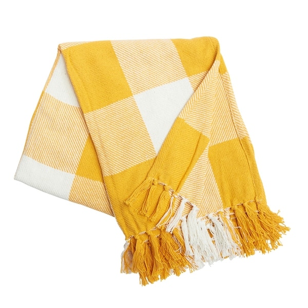 Franklin Ochre Gingham Check Throw Blanket - Bed Bath & Beyond - 36932768