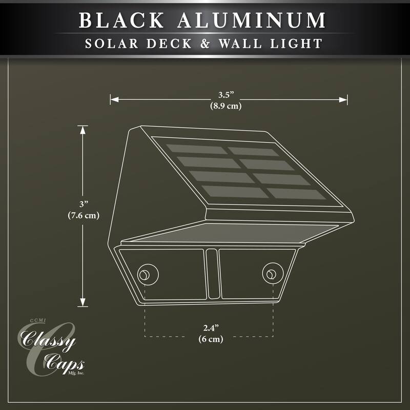 Classy Caps Black Aluminum Solar Deck and Wall Light (Set of 2) - On ...