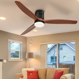 Moasis 52 Inch Flush Mount Ceiling Fan with Light and Remote Control ...