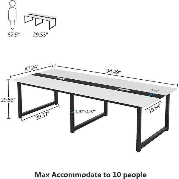 8FT Conference Table, Large Meeting Table for Office Modern Wood Table ...