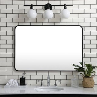 27"x40" Soft Corner Metal Rectangular Mirror Black - Bed Bath & Beyond ...