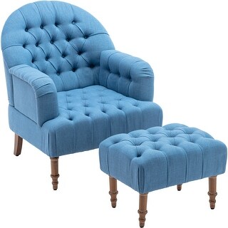 Accent Chair, Button-tufted Chair Set with Ottoman for Living Room ...