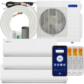 DELLA 36K BTU 3 Zone 12000 12000 18000 BTU Mini Split AC W/ Heat - Bed ...