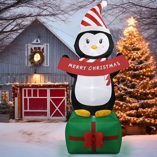 6FT Christmas Penguin Inflatables Decoration with LED Lights - Bed Bath ...