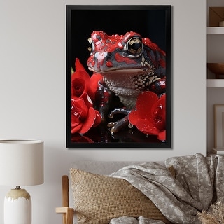 Designart "Red Frog Portrait" Frogs & Toads Framed Canvas Art Print ...