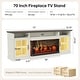 80" Farmhouse Fireplace TV Stand with 3-Sided Electric Fireplace, Glass ...