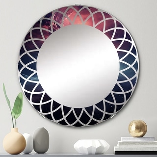 Designart "Space Pink Universe Galaxy II" Space Modern Wall Mirror ...