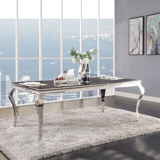 Dining Table Glass Table Stainless Steel Base Legs Glass Black - Bed ...