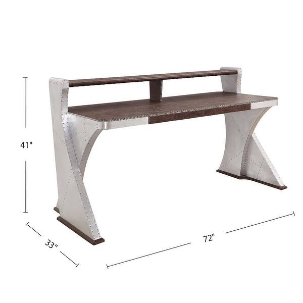 Rectangular Writing Desk with 2 Open Compartments in Retro Brown - Bed ...