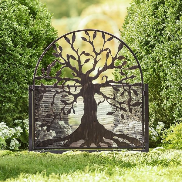 Metal Arched Stand-Alone Garden Gate with Tree of Life Design - Bed ...