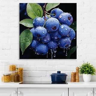 Designart "Fruit Jeweled Blueberry Pointillism" Food & Beverage Canvas ...